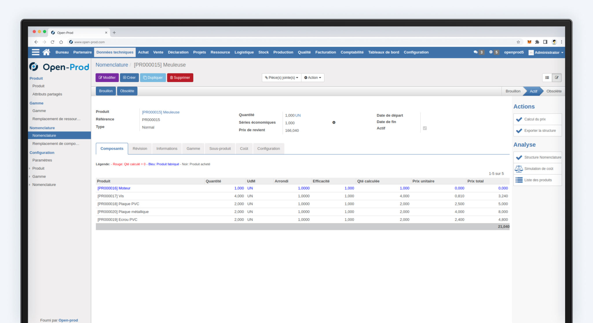 Logiciel ERP de gestion des données techniques - Open-Prod